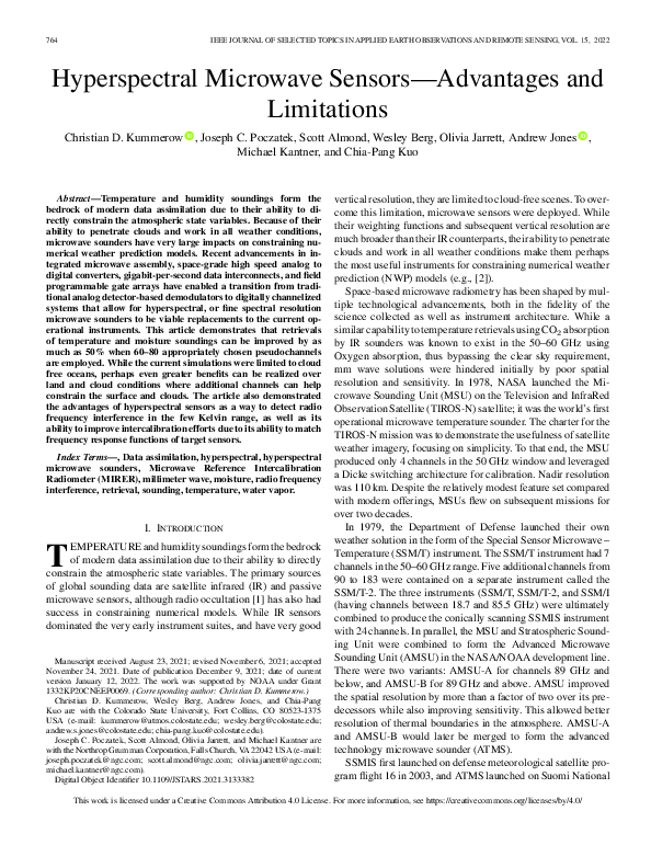 (PDF) Hyperspectral Microwave Sensors—Advantages and Limitations