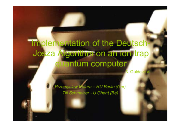 (PDF) Implementation of the Deutsch-Josza algorithm on an ion trap ...