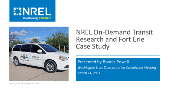 (PDF) NREL On-Demand Transit Research and Fort Erie Case Study