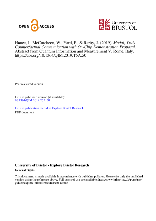 (PDF) Modal, Truly Counterfactual Communication with On-Chip ...