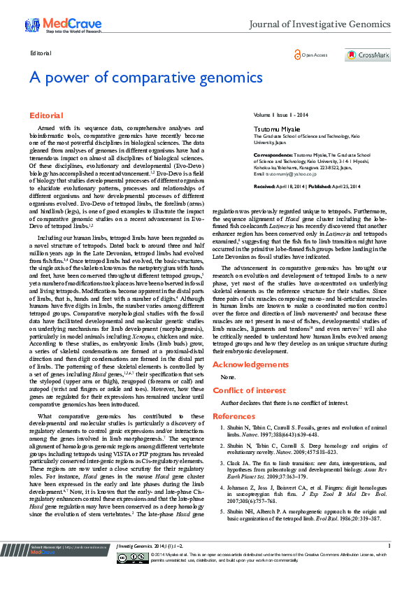 (PDF) A Power of Comparative Genomics