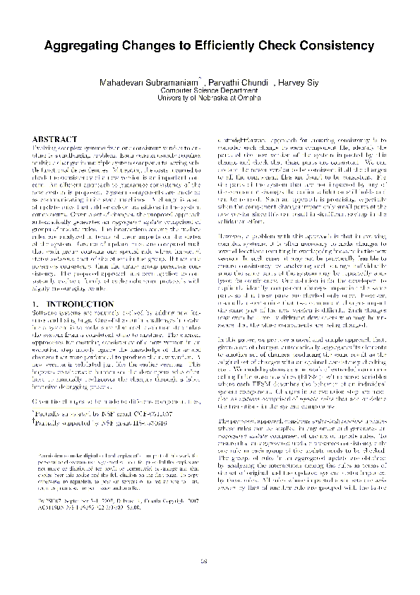 (PDF) Aggregating changes to efficiently check consistency