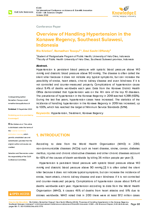 (PDF) Overview of Handling Hypertension in the Konawe Regency ...