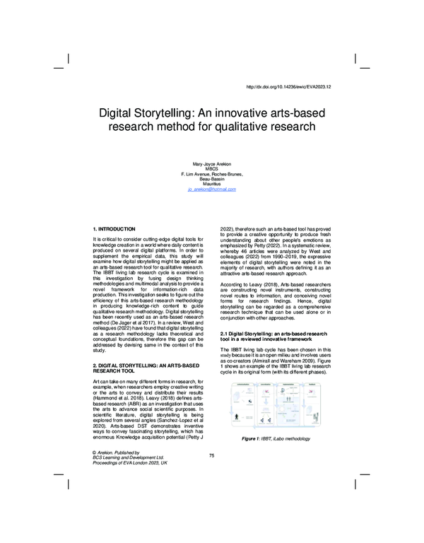 (PDF) Digital Storytelling: An innovative arts-based research method ...