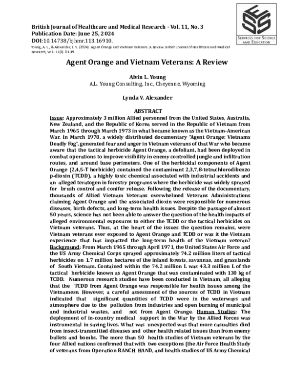 (PDF) Agent Orange and Vietnam Veterans: A Review