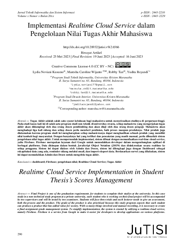 (PDF) Implementasi Realtime Cloud Service dalam Pengelolaan Nilai Tugas Akhir Mahasiswa