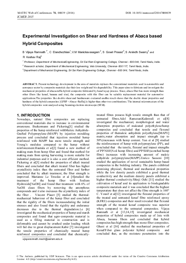 (PDF) Experimental Investigation on Shear and Hardness of Abaca based ...