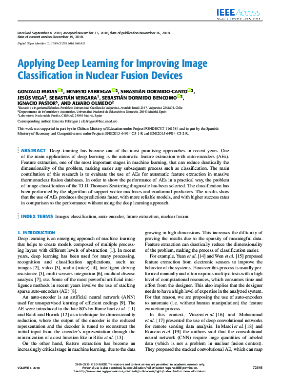 (PDF) Applying Deep Learning for Improving Image Classification in Nuclear Fusion Devices