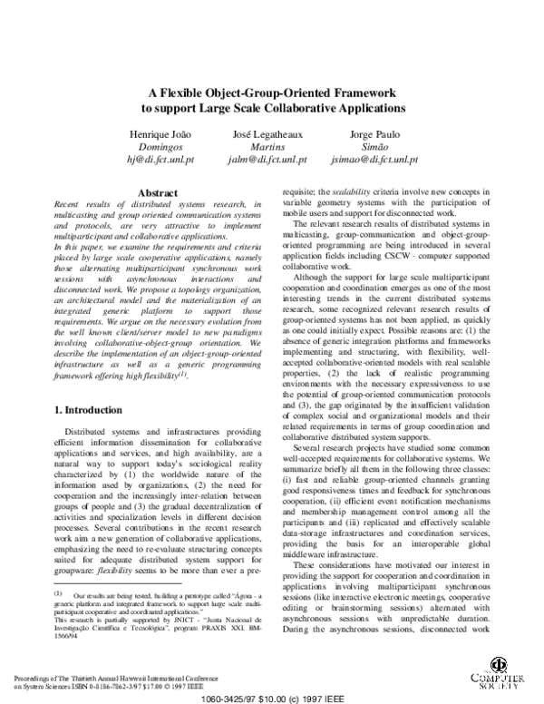 Pdf A Flexible Object Group Oriented Framework To Support Large Scale