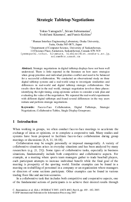 (PDF) Strategic Tabletop Negotiations