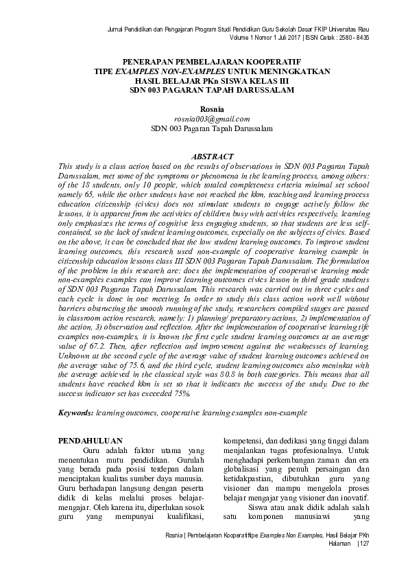 (PDF) PENERAPAN PEMBELAJARAN KOOPERATIF TIPE EXAMPLES NON-EXAMPLES ...
