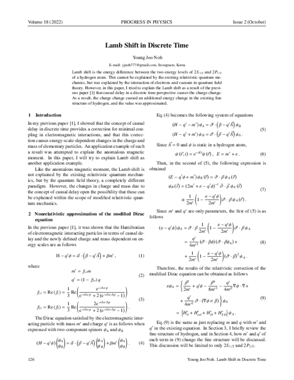 (PDF) Lamb Shift in Discrete Time