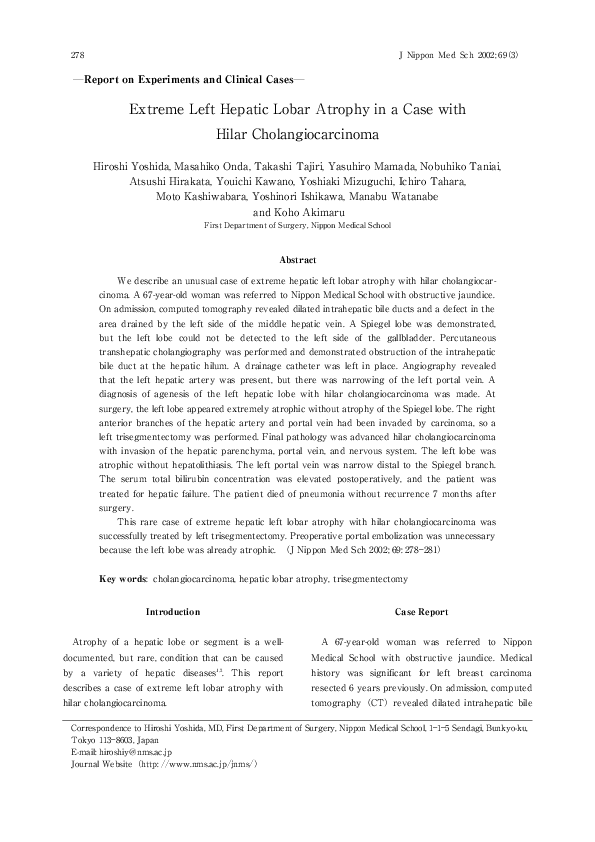 (PDF) Extreme Left Hepatic Lobar Atrophy in a Case with Hilar ...