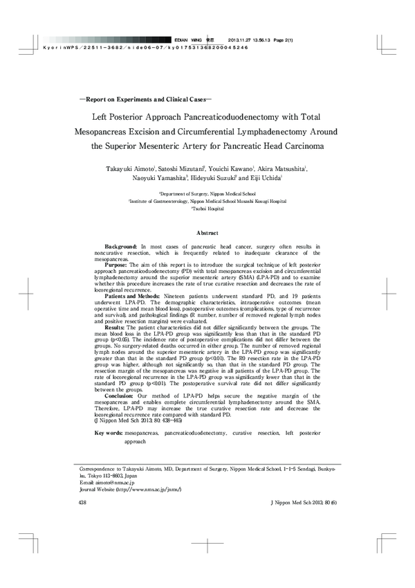 (PDF) Left Posterior Approach Pancreaticoduodenectomy with Total ...