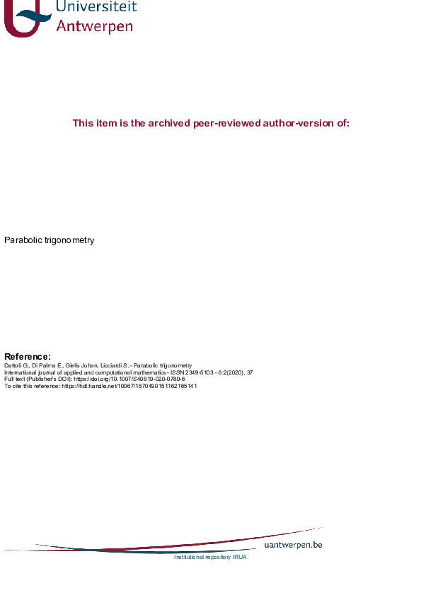 (PDF) Parabolic Trigonometry