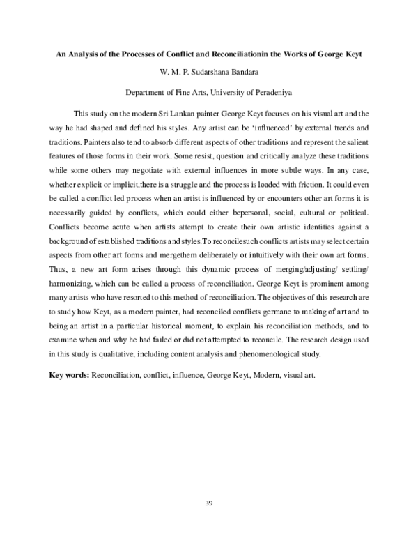 (PDF) An Analysis of the Processes of Conflict and Reconciliation in ...