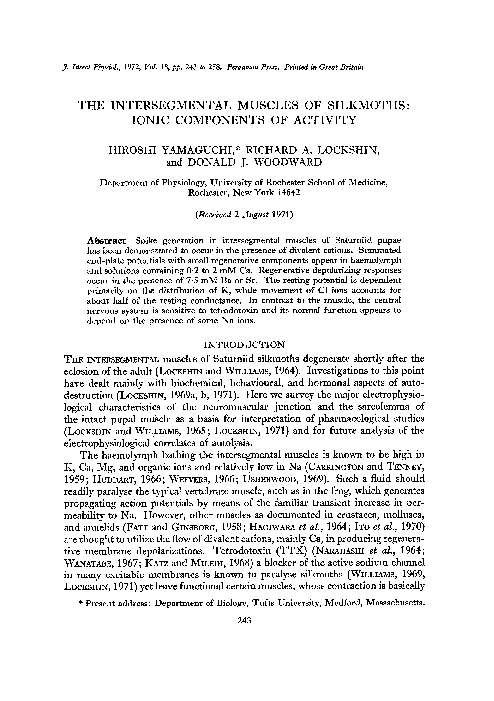 (PDF) Ionic Activity in Silkmoth Intersegmental Muscles