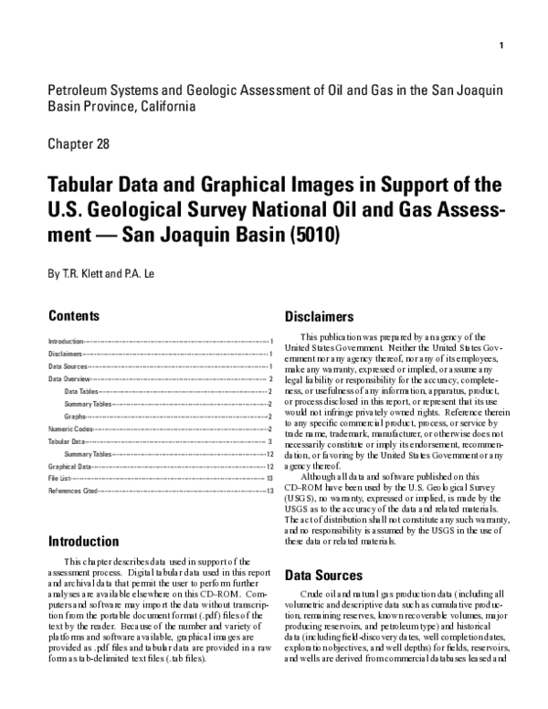 (PDF) Tabular data and graphical images in support of the U.S ...