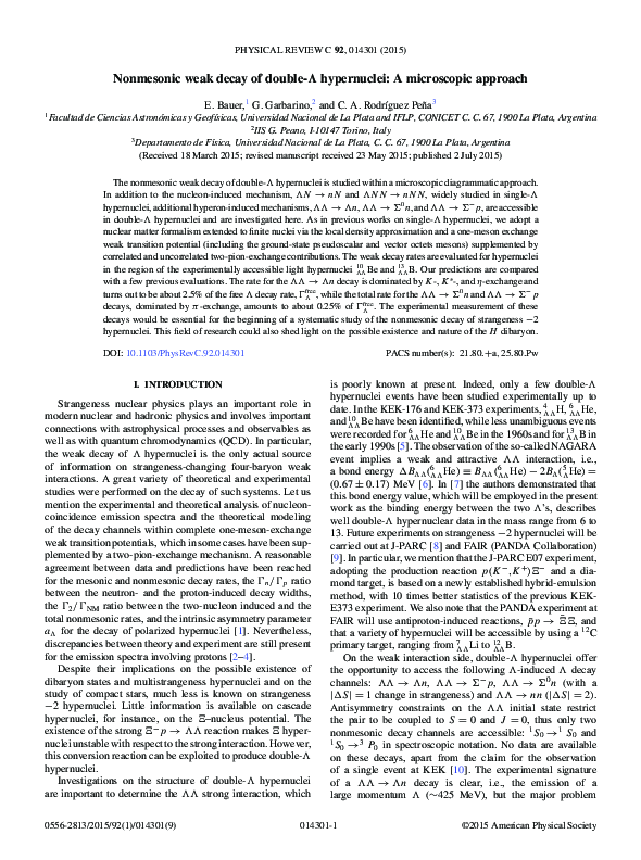 (PDF) Nonmesonic weak decay of double-Λhypernuclei: A microscopic approach