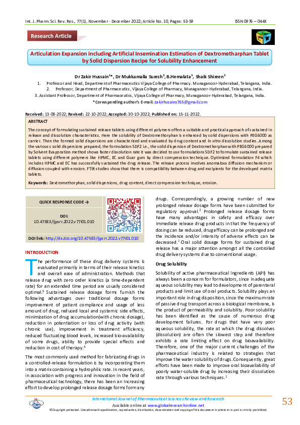 (PDF) Articulation Expansion including Artificial Insemination Estimation of Dextromethorphan ...