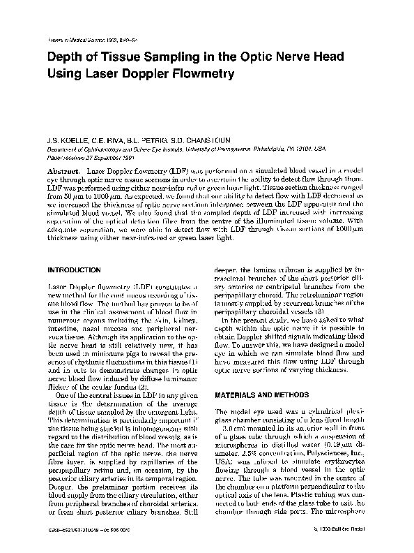 (PDF) Depth of tissue sampling in the optic nerve head using laser ...