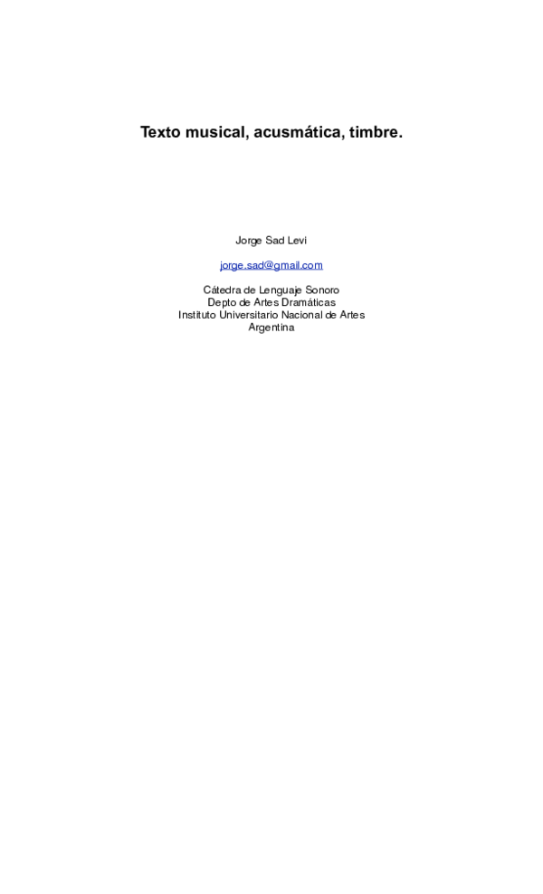 (PDF) Acusmática, Texto Musical , Timbre