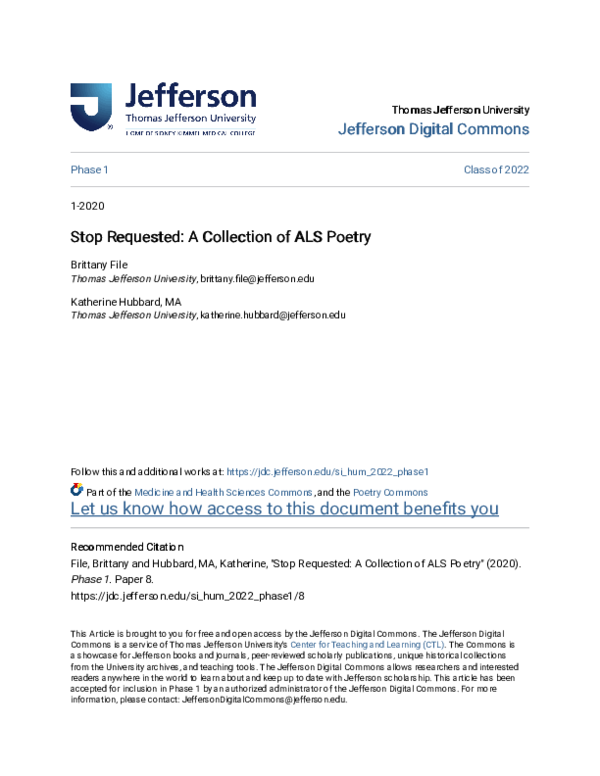 (PDF) Stop Requested: A Collection of ALS Poetry