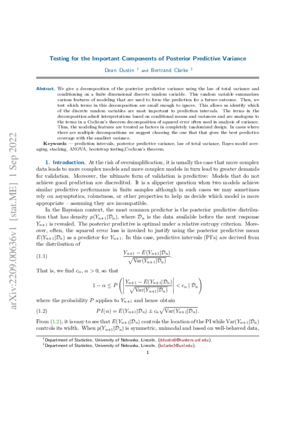 (PDF) Testing for the Important Components of Posterior Predictive ...