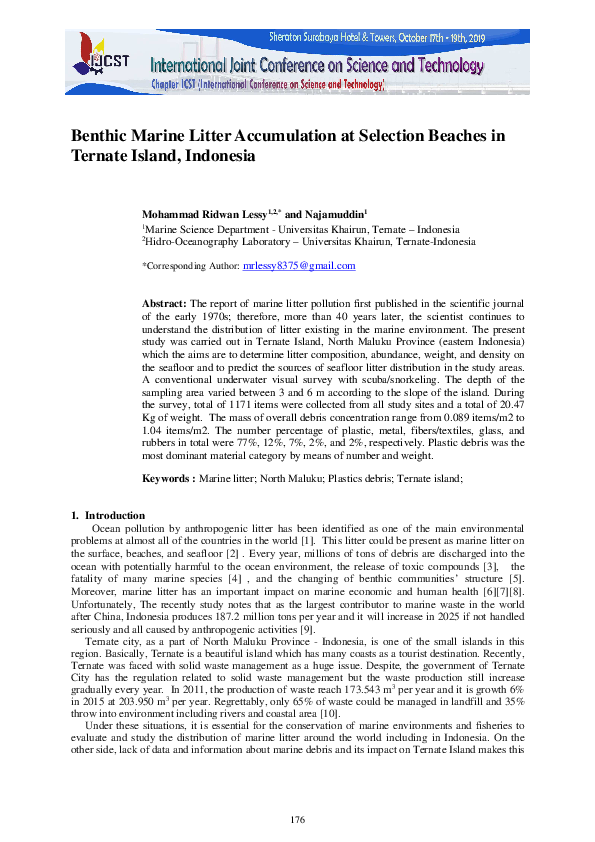 (PDF) Benthic Marine Litter Accumulation at Selection Beaches in ...