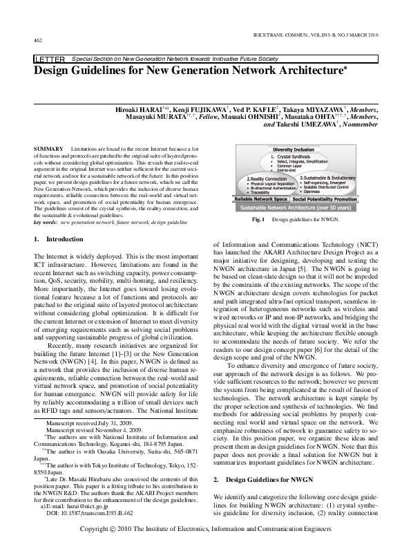 (PDF) Design Guidelines for New Generation Network Architecture