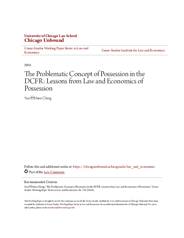 (PDF) The Problematic Concept of Possession in the DCFR: Lessons from ...
