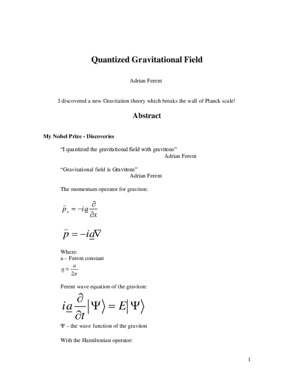 (PDF) Quantized Gravitational Field
