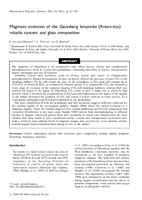 (PDF) Magmatic evolution of the Gaussberg lamproite (Antarctica ...