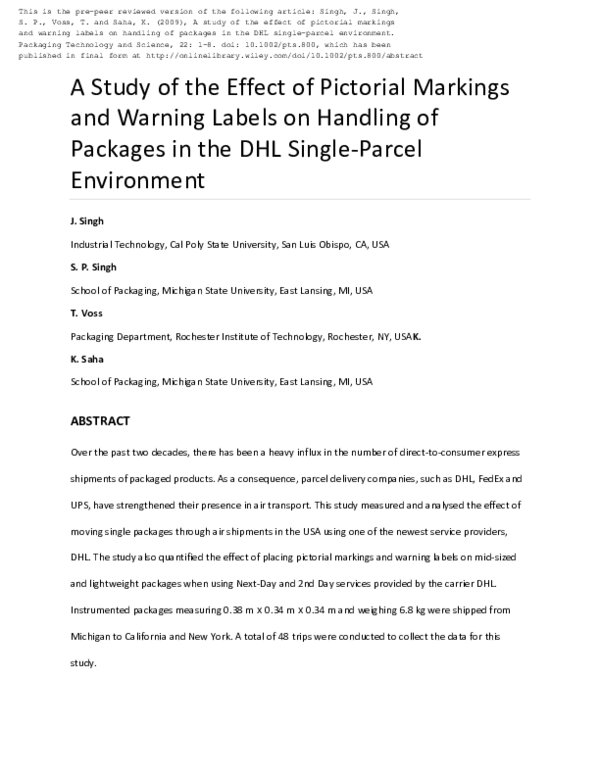 (PDF) A study of the effect of pictorial markings and warning labels on ...