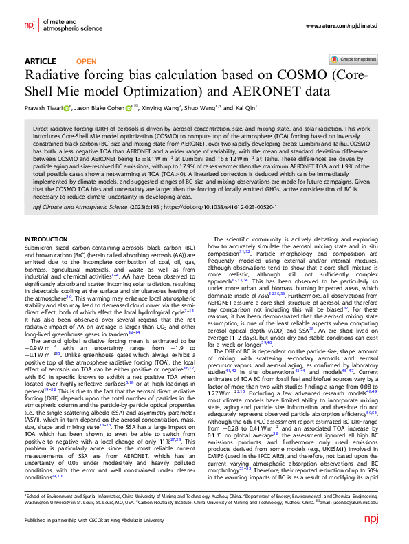 (PDF) Radiative forcing bias calculation based on COSMO (Core-Shell Mie model Optimization) and ...