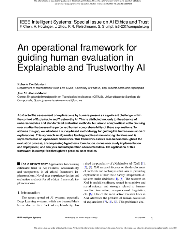 Pdf An Operational Framework For Guiding Human Evaluation In Explainable And Trustworthy Ai