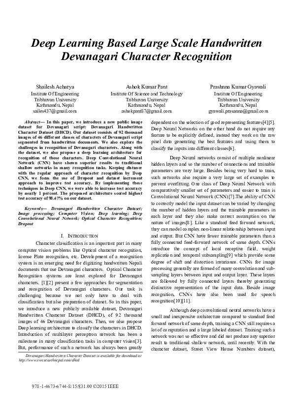 (PDF) Deep learning based large scale handwritten Devanagari character ...