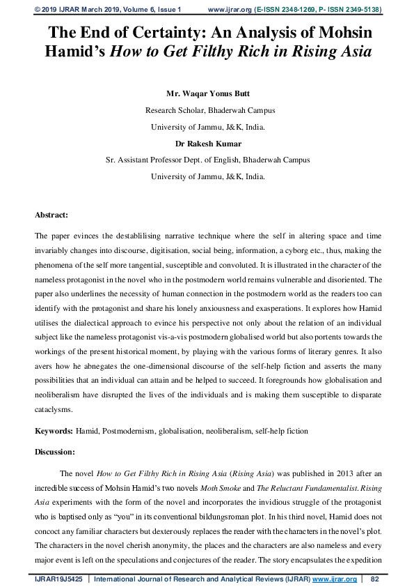 (PDF) The End of Certainty: An Analysis of Mohsin Hamid's How to Get ...