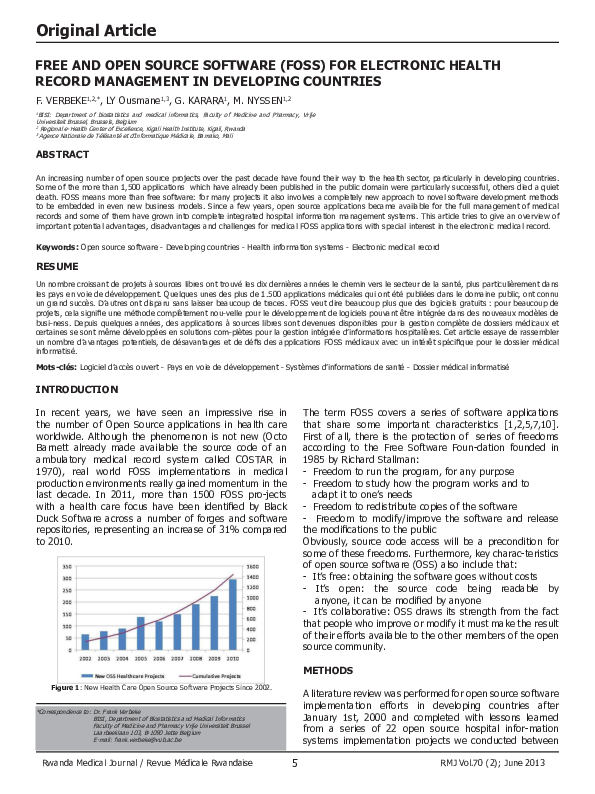 Pdf Free And Open Source Software Foss For Electronic Health