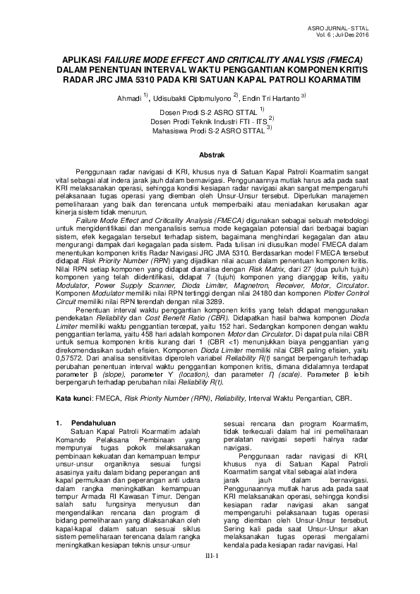 (PDF) Aplikasi Failure Mode Effect and Criticality Analysis (Fmeca ...