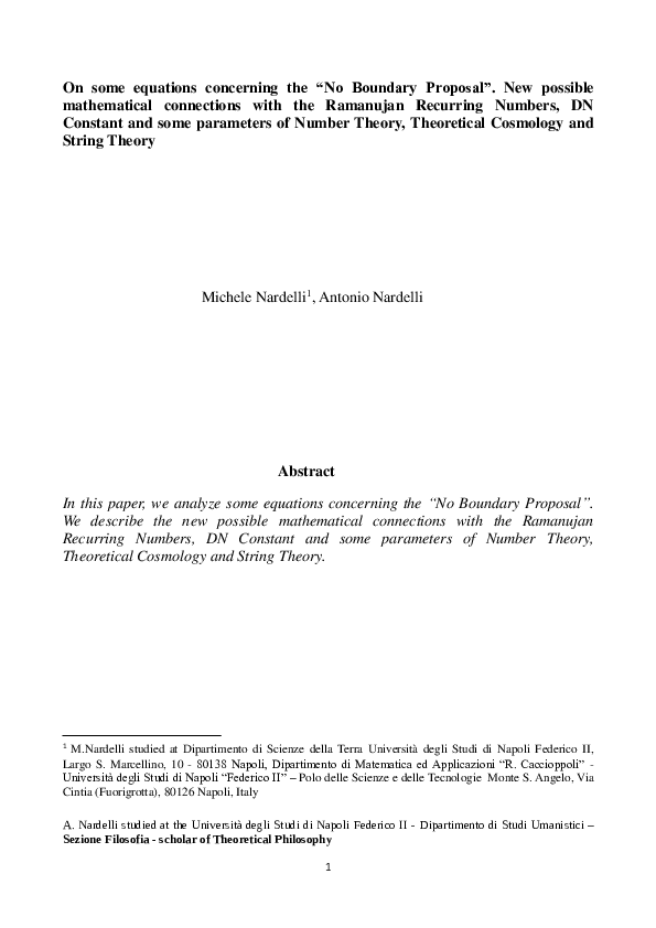 Pdf On Some Equations Concerning The No Boundary Proposal New