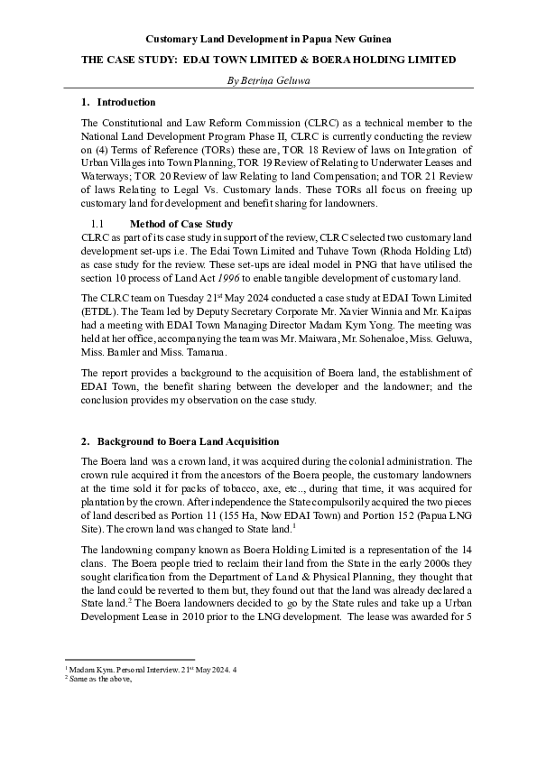 (PDF) THE CASE STUDY: EDAI TOWN LIMITED & BOERA HOLDING LIMITED