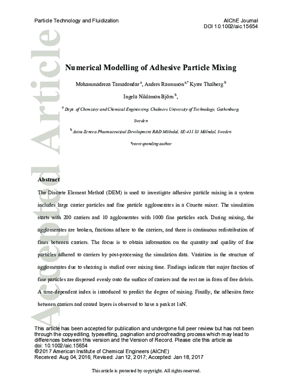(PDF) Numerical modeling of adhesive particle mixing