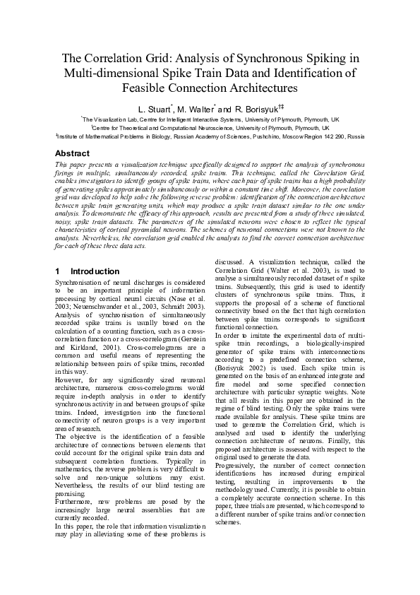 (PDF) The correlation grid: analysis of synchronous spiking in multi-dimensional spike train ...