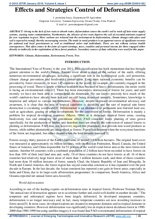 (PDF) Effects and Strategies Control of Deforestation