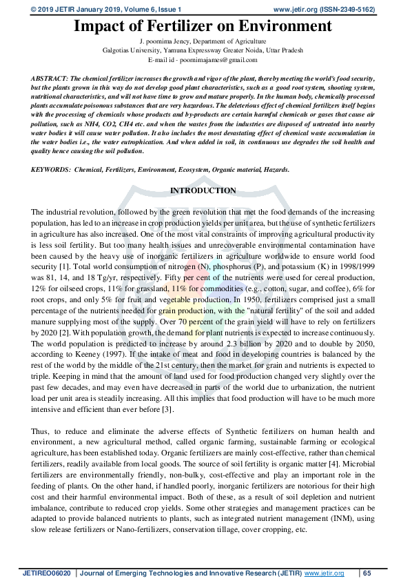 (PDF) Impact of Fertilizer on Environment