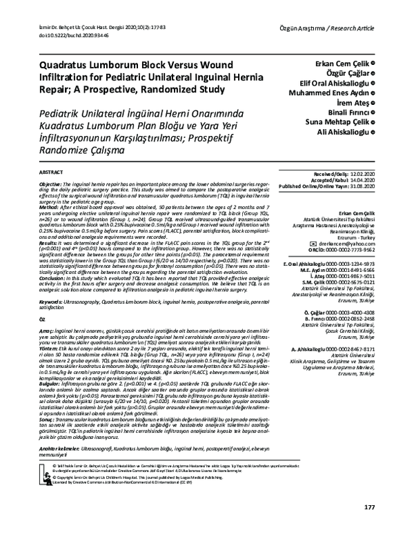 (PDF) Quadratus Lumborum Block versus Wound Infiltration for Pediatric ...