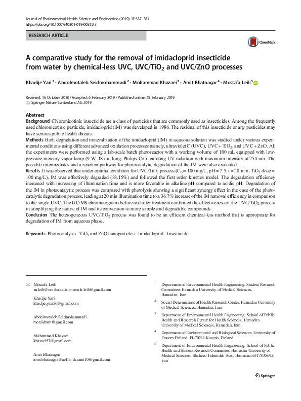(PDF) A comparative study for the removal of imidacloprid insecticide ...