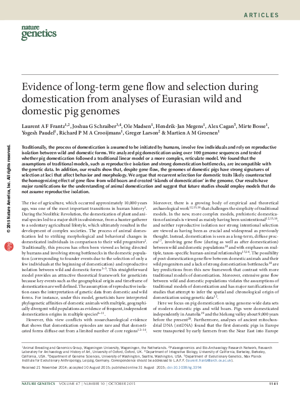 (PDF) Evidence of long-term gene flow and selection during ...