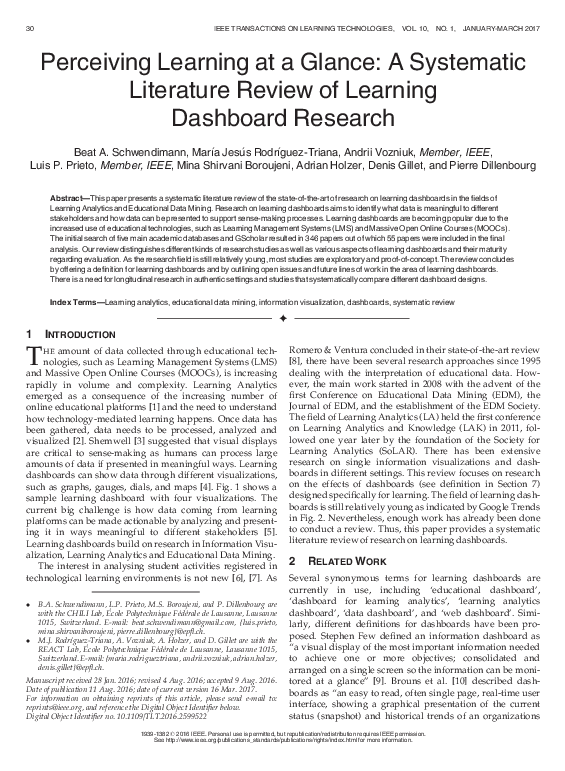 (PDF) Perceiving Learning at a Glance: A Systematic Literature Review ...